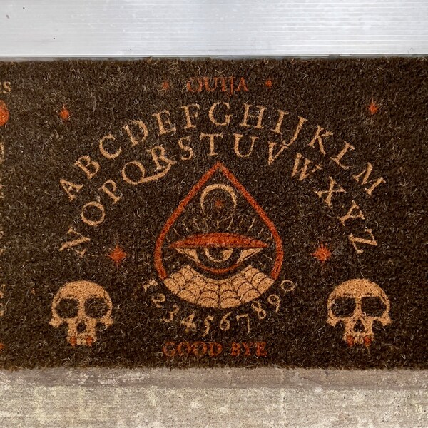 Halloween Skeleton Ouija Board Coir Door Mat, Welcome Halloween Front ...