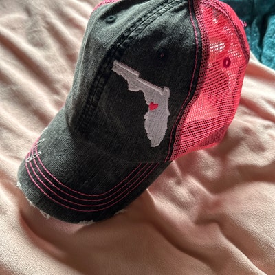 State Hat Distressed Women's Trucker Personalized State Embroidered Cap ...