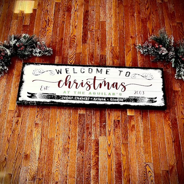 Christmas Sign, Personalized Christmas Name Sign Wall Décor, Custom ...