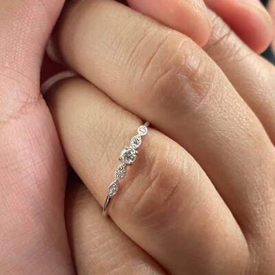 Dainty Womens Promise Ring, Small Minimalist Silver Ring, Delicate Ring ...