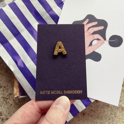 Small Goldwork Letter Pin - Etsy UK