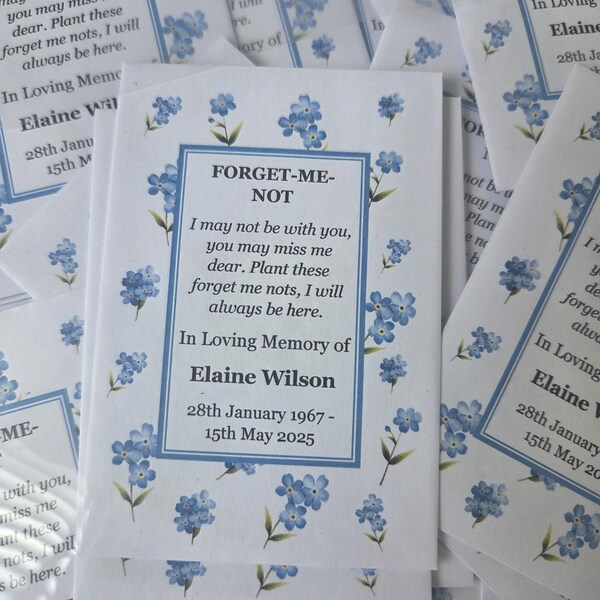 Personalised Funeral Favour Keepsake Remembrance ‘share A Memory’ A6 ...