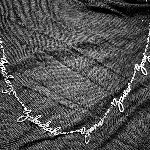 Multi-name Family Necklace, Multiple Nameplated Necklace, Personalized ...