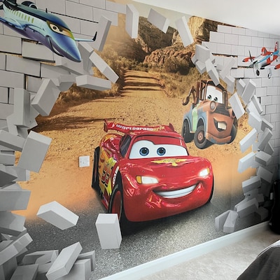 Red Car Cartoon Wallpapers, Nursery Wall Decor, Removable Wallpapers ...