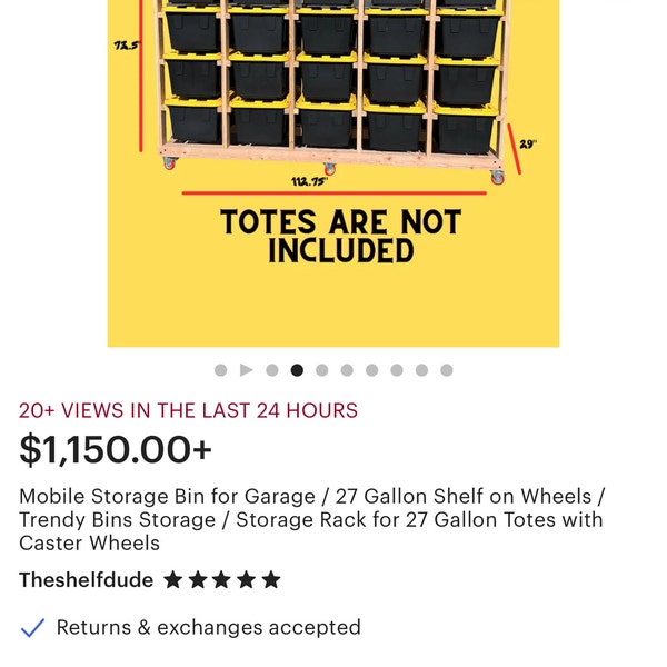 Mobile Storage Bin for Garage Kit / 27 Gallon Shelf on Wheels / Trendy ...