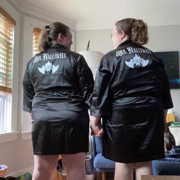 Bridal Bats Robe, Bridesmaid Robes, Gothic Bridal Party,gothic Bride ...
