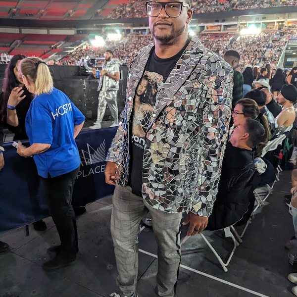 Disco Ball Suit Silver Mirror Man Performance Costume / Sequin Dance ...