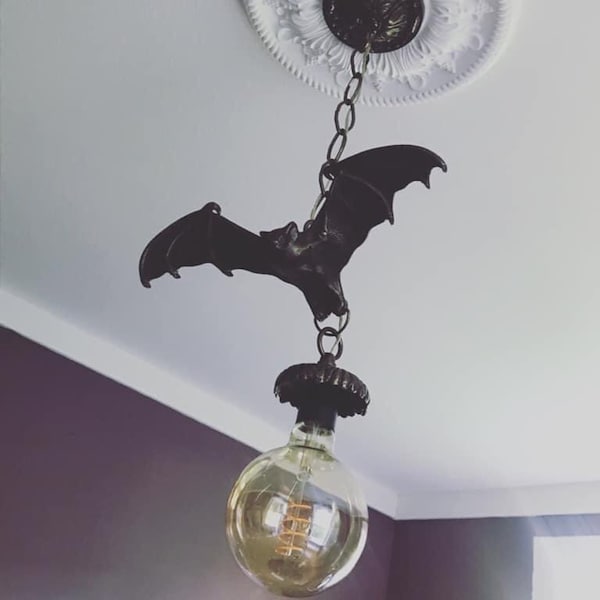 LG1 Solid BRONZE Bat Gothic Chandelier With Choice of Leaded Glass ...