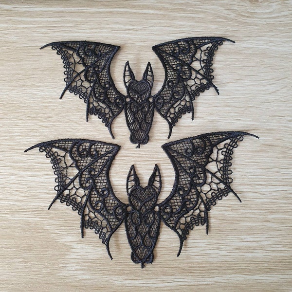 Black Lace Bat Embroidered Lace Bats Lace Bats Black Halloween ...