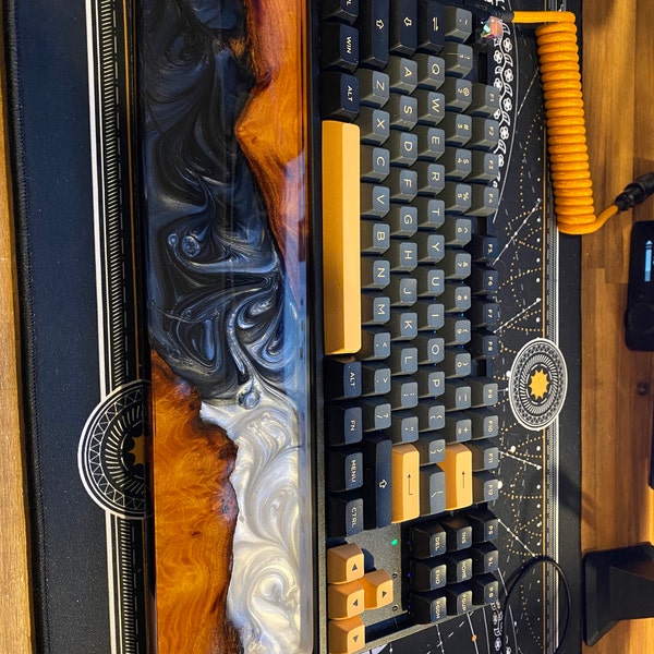 Yin Yang Resin and Wood Wrist Rest, Black and White Resin Wrist Rest ...