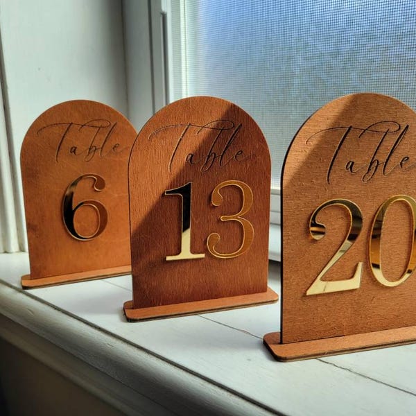 Wooden Wedding Gold Table Number - Wedding Table Decor , Rustic Country ...