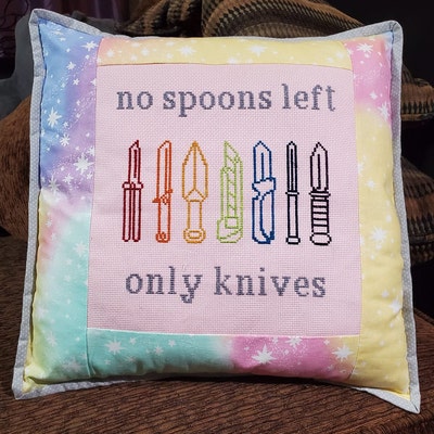 No Spoons Left Only Knives Digital Cross Stitch Pattern - Etsy