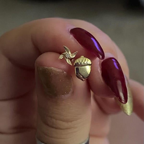 14k Solid Gold Rhombus L-shape Nose Stud Dainty S-shape Nose Piercing ...