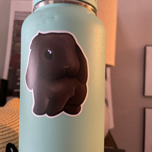 Chocolate Lop Bunny Sticker; Adorable Printed Brown Lop Rabbit Vinyl ...