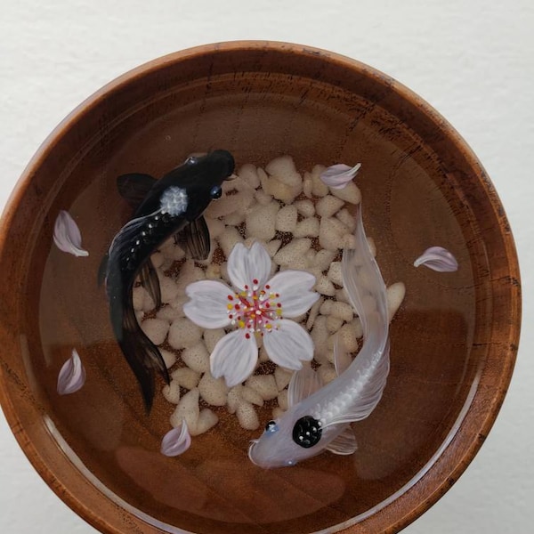 3D Resin Painting Yin Yang Aquarium, Resin Painting Kois, Cherry ...