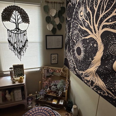 Green Leaf Macrame Tree of Life, Tree of Life Macrame Wall Hanging With ...