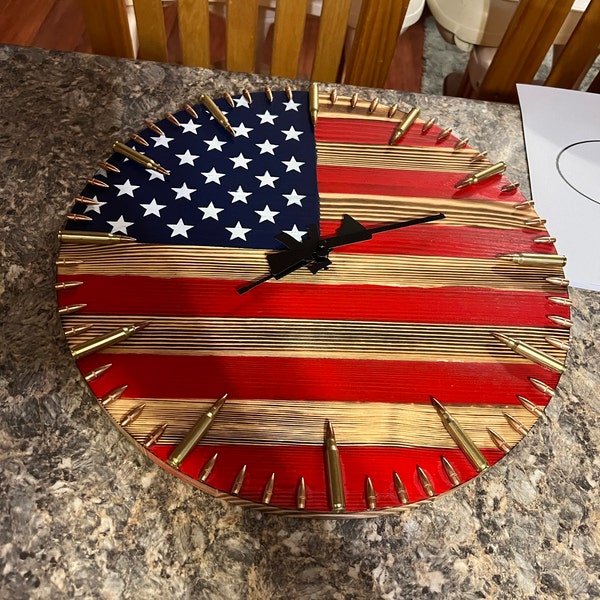 American Flag Clock,rustic USA Clock,patriotic Wall Clock,usa Flag ...