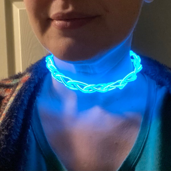 Light-up Glow Choker ™ -handmade EL Wire Necklace,outfit,braided,edm ...