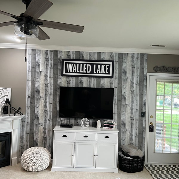 Town Name Sign | Clean Distressed Metal Look | City Name Wall Hanging ...