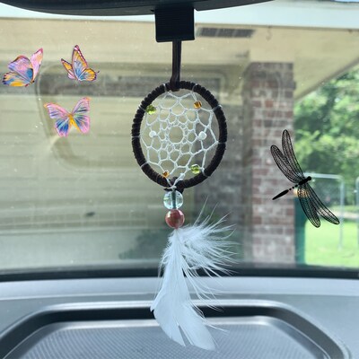 Custom Crystal Car Charm, Macrame Crystal Car Hanger, Crystal Car ...