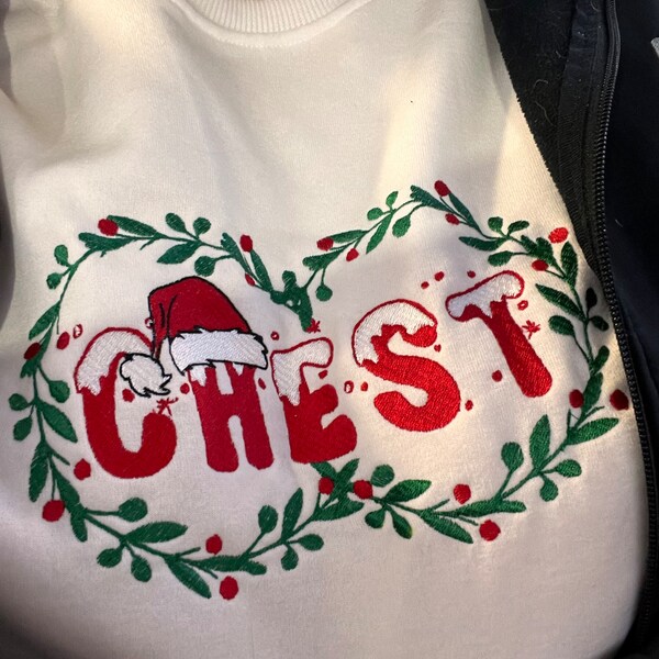 Chest Nuts Matching Couple Embroidered Sweatshirt, Merry Christmas ...