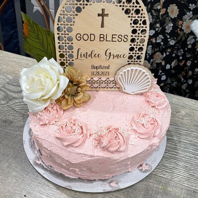 Baptism Cake Topper I God Bless Cake Topper I First Communion Cake ...