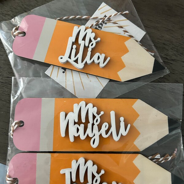 Teacher Appreciation / Teacher Gift Tags / Wooden Apple Pencil Name ...
