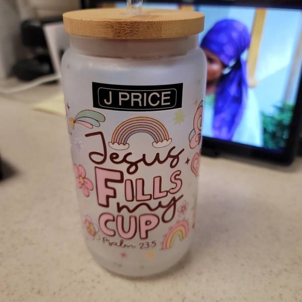 Daily Bible Christian Affirmation Iced Coffee Cup, Bible Verse Glass ...