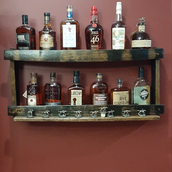 Blantons Whiskey Barrel Display Shelf for Unique Home Bar Bottles and ...