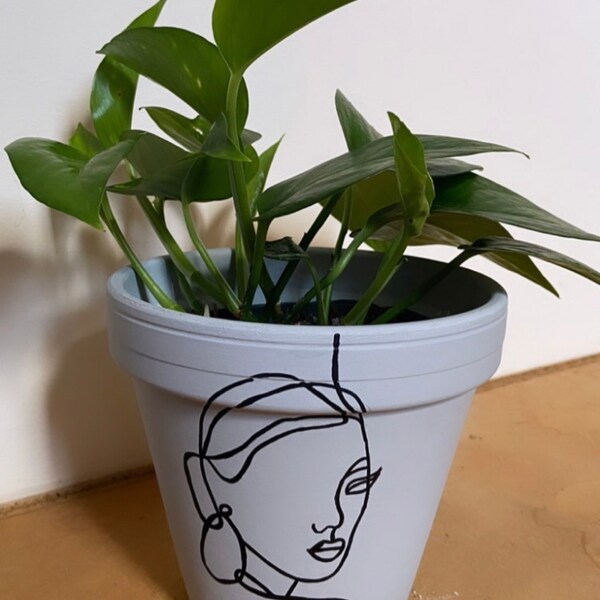 PLANT POT - Terracotta Pot With Abstract Face - Etsy