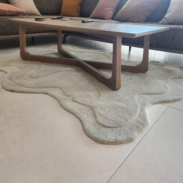 Modern Pink Irregular Amoeba Shape Hand Tufted Wool Rugs for Kids Room ...