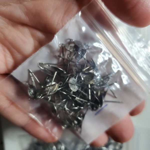 Stainless Ear Stud Finding With Loop, 12x6mm, 2mm Closed Loop, 0.6mm ...