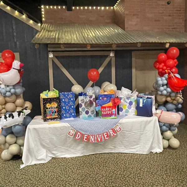 Barn NAME Banner - Farm Birthday - Farm Animal Banner - Red Barn Banner ...