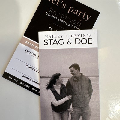Simple Black, White and Gold Stag & Doe Tickets Buck and Doe Weddings ...