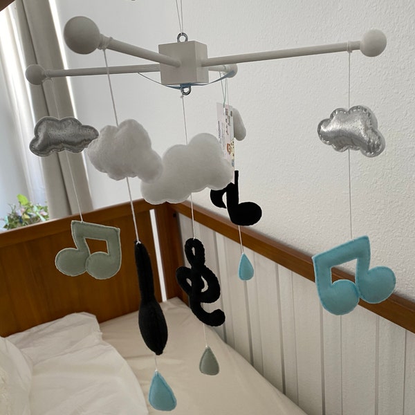 Music Note Mobile: Modern Nursery Musical Note Decor in Girl Room ...