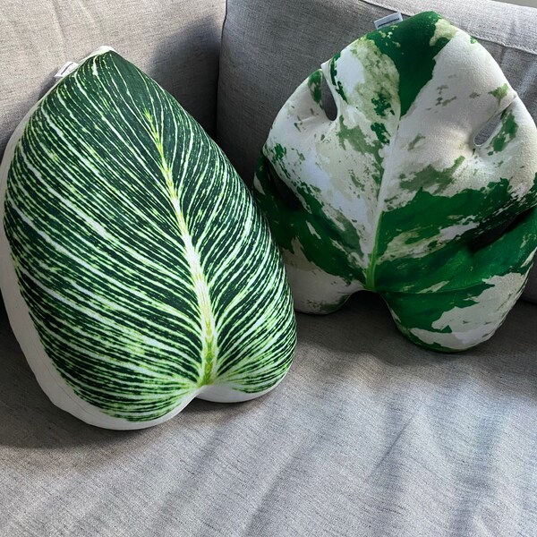 Philodendron Birkin Pillow / Philodendron Birkin / Birkin Leaf Cushion ...