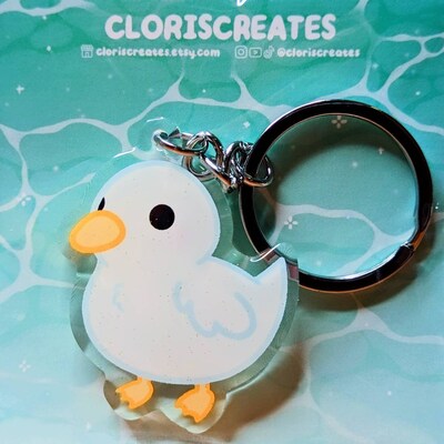 Yellow Duck Acrylic Bird Breed Keychain Cartoon Kawaii Exotic Pet Art ...