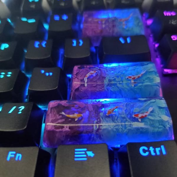 Blue and Purple Koi Resin Keycap | Artisan Keycap Handmade SA and OEM ...