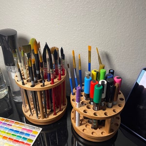 Rotating Paint Brush Holder Set, Handmade Paintbrush Holders - Etsy