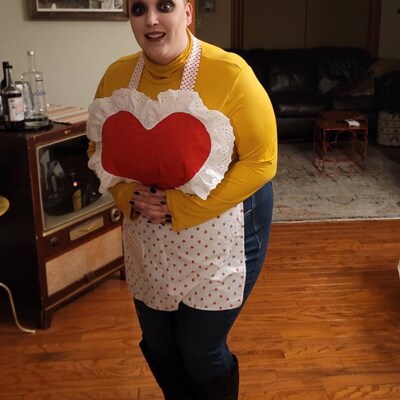 Uncle Fester Inspired Addams Family Values Kitch Heart Apron Halloween ...