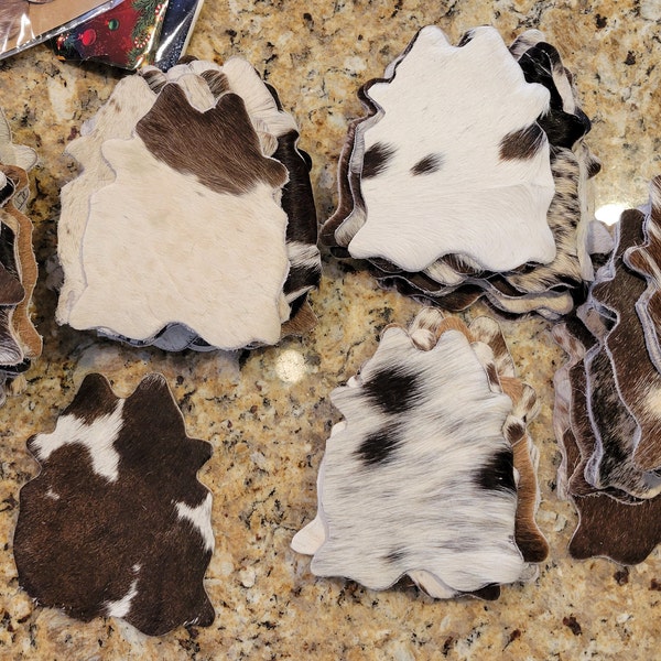 Genuine Cowhide Coasters Party Favors Real Leather Coasters Wedding ...
