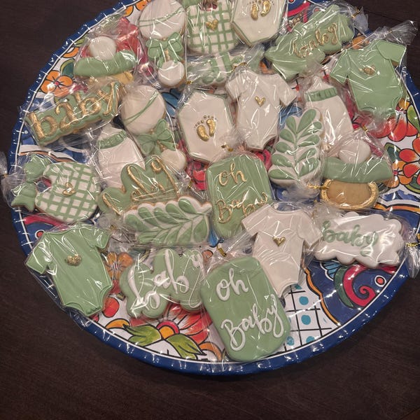 Cute Pastel Light Baby Cookies Handmade Organic Natural Sage Green Pink ...