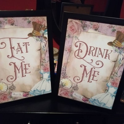 Alice in Wonderland Drink Me Sign, Eat Me Sign, Tea Party, Party Sign ...