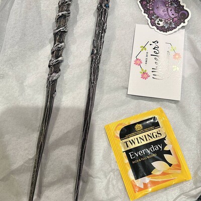 Black Rope Handmade Wand With Crest Emblem Detail - Etsy