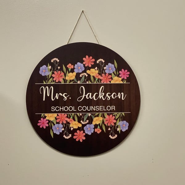 Personalized Teacher Door Sign, Custom Teacher Name Front Door Sign ...