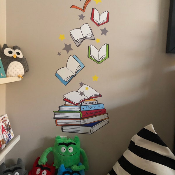 Wall Decal Flight of Book Soaring Books for the Playroom, Library - Etsy