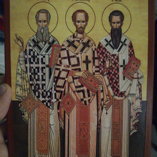 Saints Three Hierarchs Icon, Handmade Greek Orthodox Icon of Sts Three ...