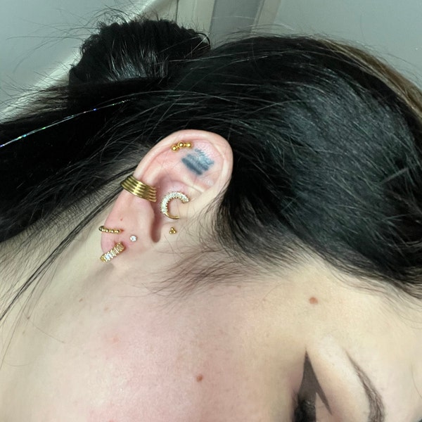 316 L Stainless Steel Conch Hoop, Five Stacked Conch Hoops, Gold Conch ...