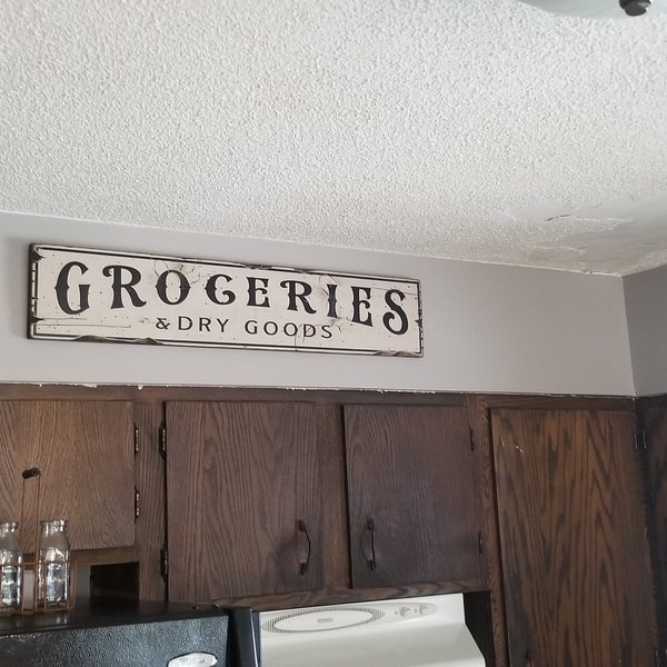 Groceries & Dry Goods Sign - Kitchen Distressed Primitive Rustic Hand ...