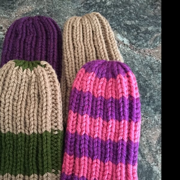 Knitting Pattern - Double Rib Knit Hat Pattern - Easy Chunky Hat ...